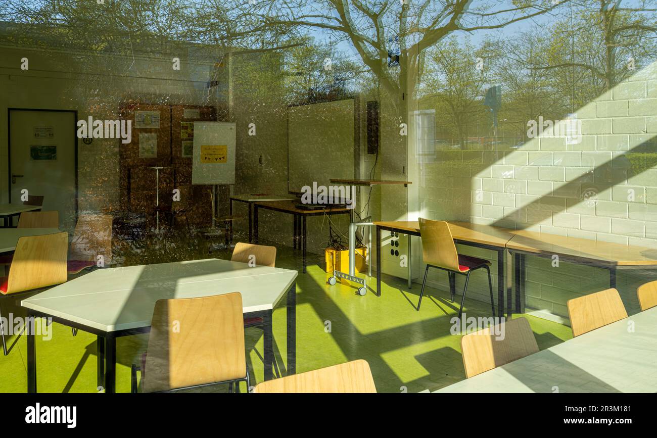 Classroom Of A School, View Through The Window, Berlin, Germany Stock ...