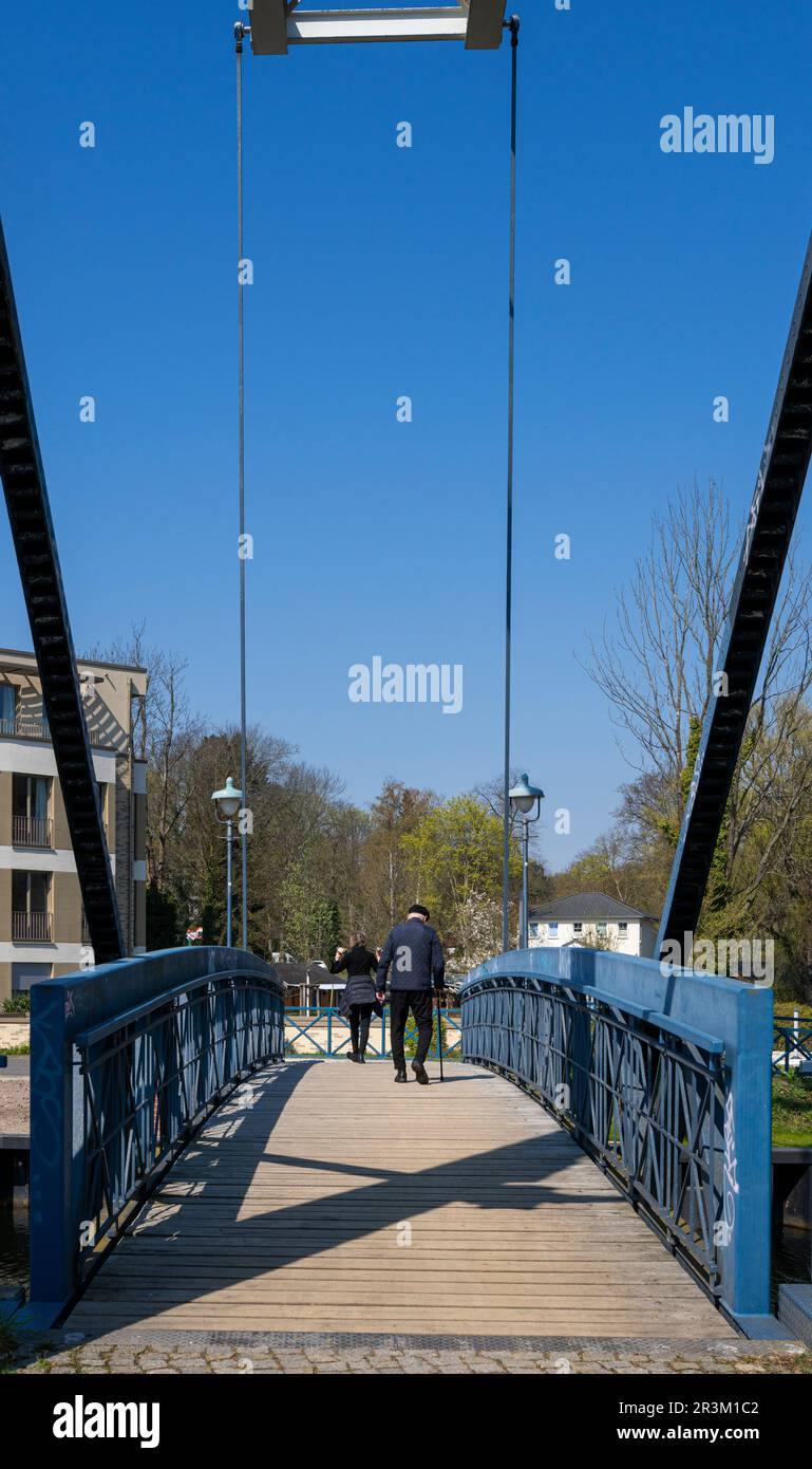 Mühlensteg Bascule Bridge At Tegel Harbor, Berlin Tegel, Germany Stock ...