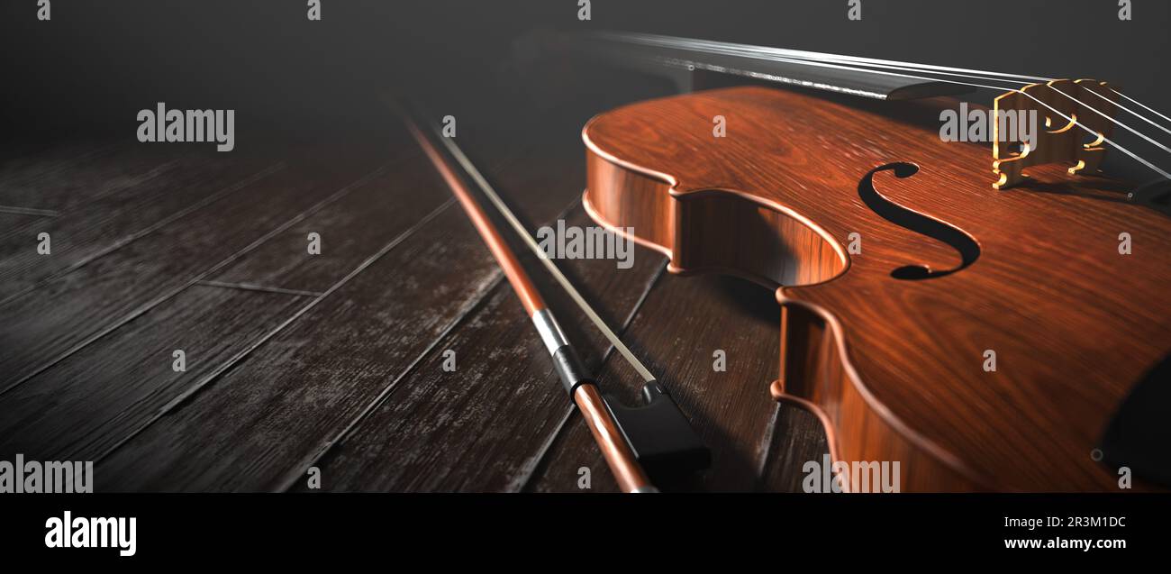 Violin Wooden Table Stock Photo - Alamy