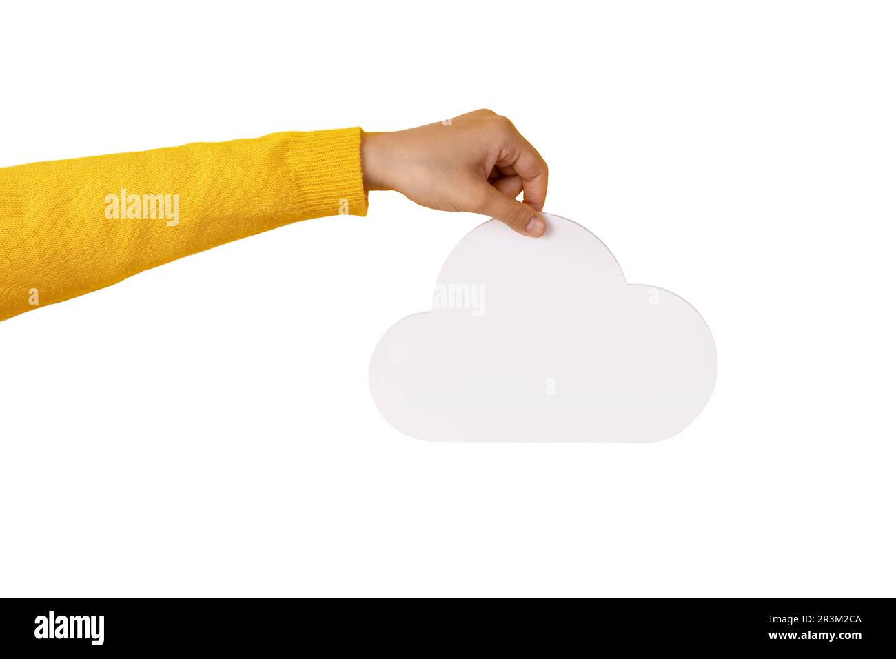 storage cloud in hand isolated on white background, storage concept ...