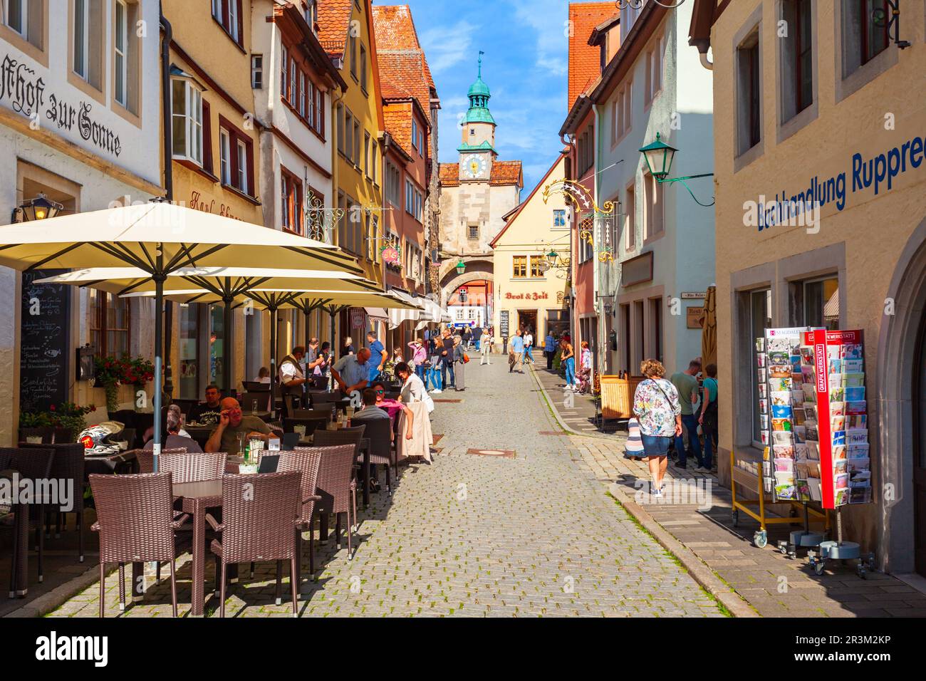 Rothenburg ob der Tauber, Germany - July 11, 2021: Street cafe in ...