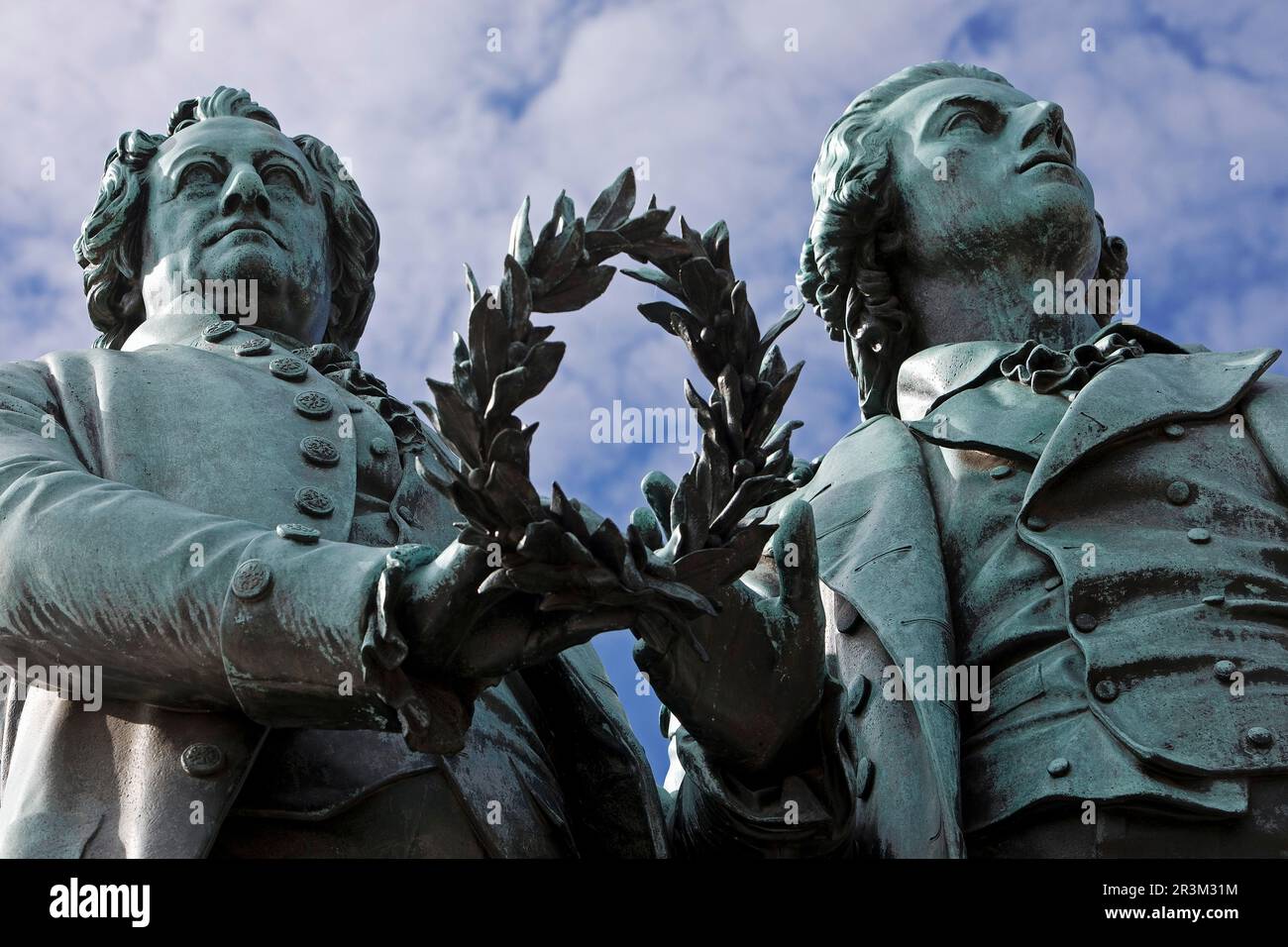 Double statue Goethe Schiller Monument by Ernst Rietschel, Weimar, Thuringia, Germany, Europe ...