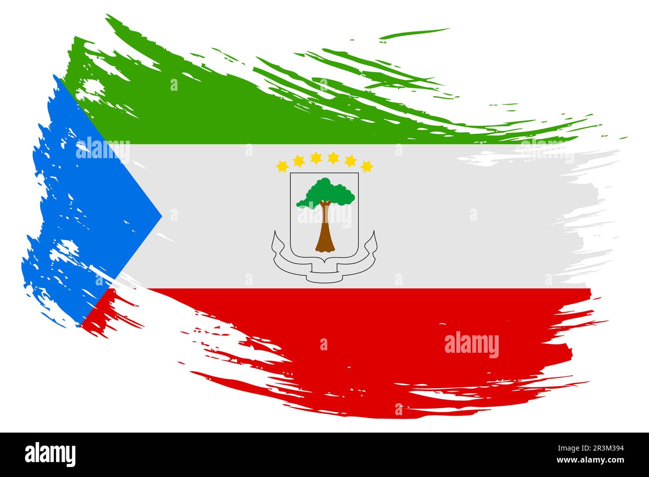 Equatorial Guinea brush stroke flag vector background. Hand drawn grunge style Republic of ...