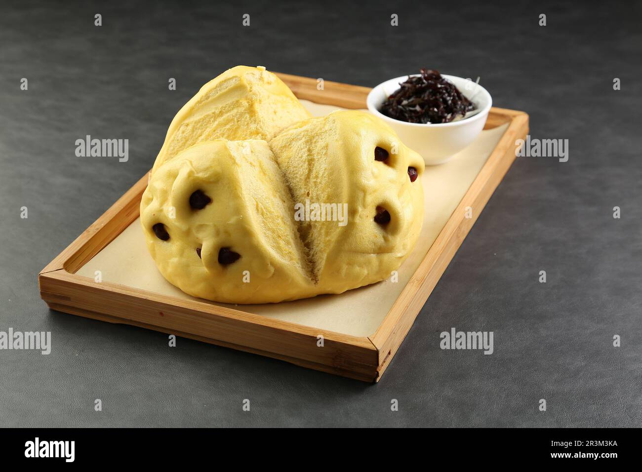 dim sum-Steamed chinese bun (baozi,man tou) with dried cran berries ...