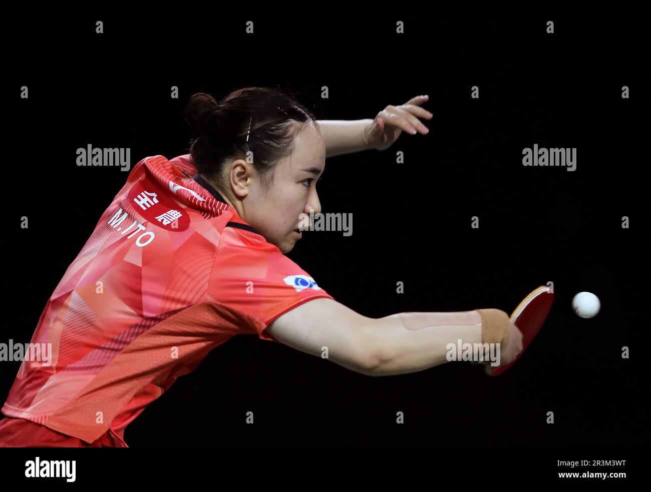 Durban, South Africa. 24th May, 2023. Ito Mima of Japan hits a return ...