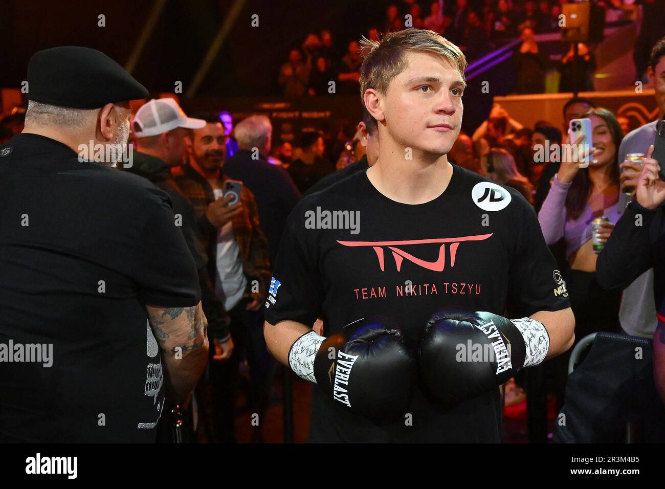 Nikita Tszyu arrives to the ring ahead of his Super-welterweight bout ...