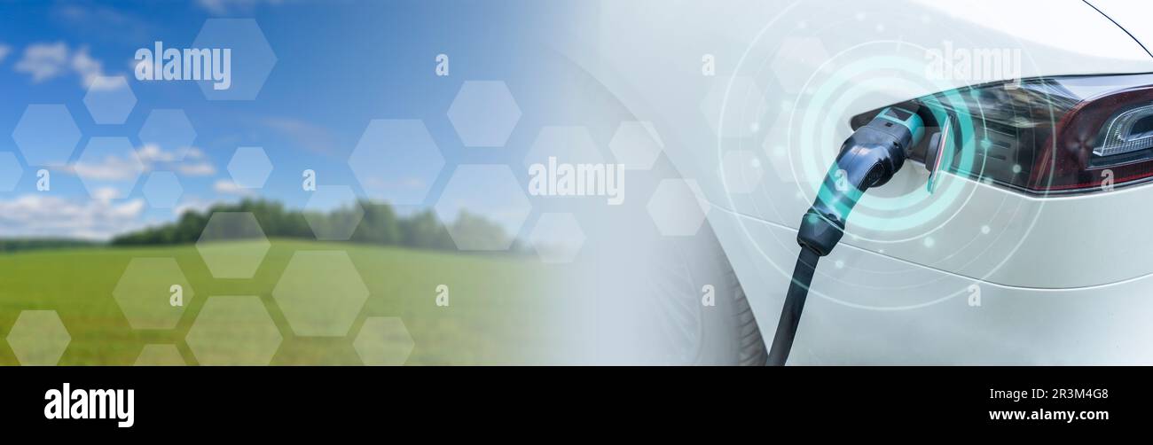 Electric car charge banner background. Electric automobile technology ...