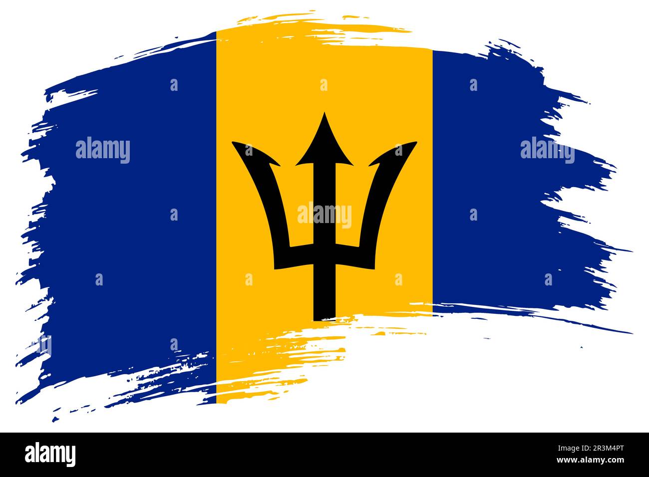 Barbados brush stroke flag vector background. Hand drawn grunge style ...