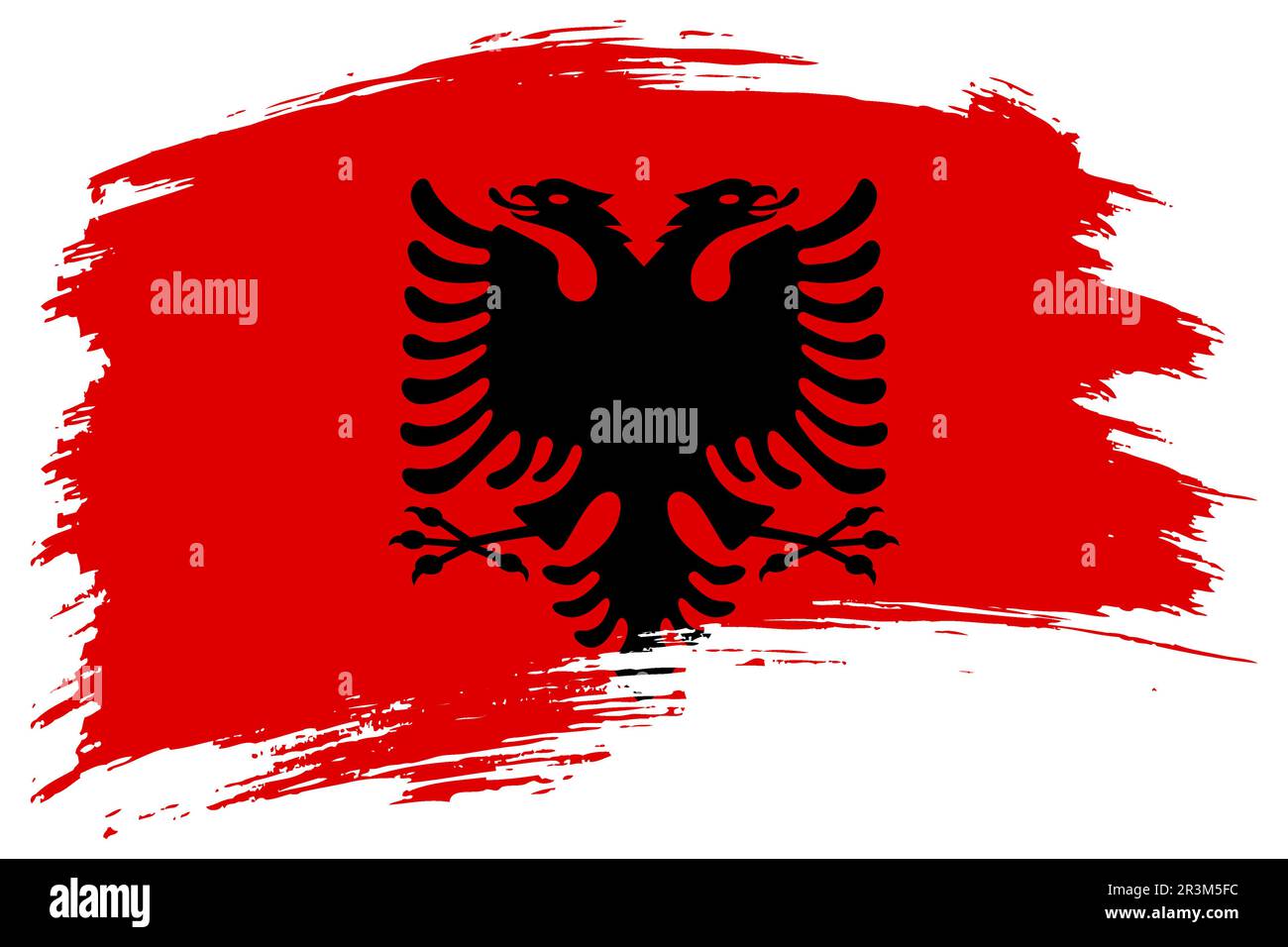 Albania brush stroke flag vector background. Hand drawn grunge style ...