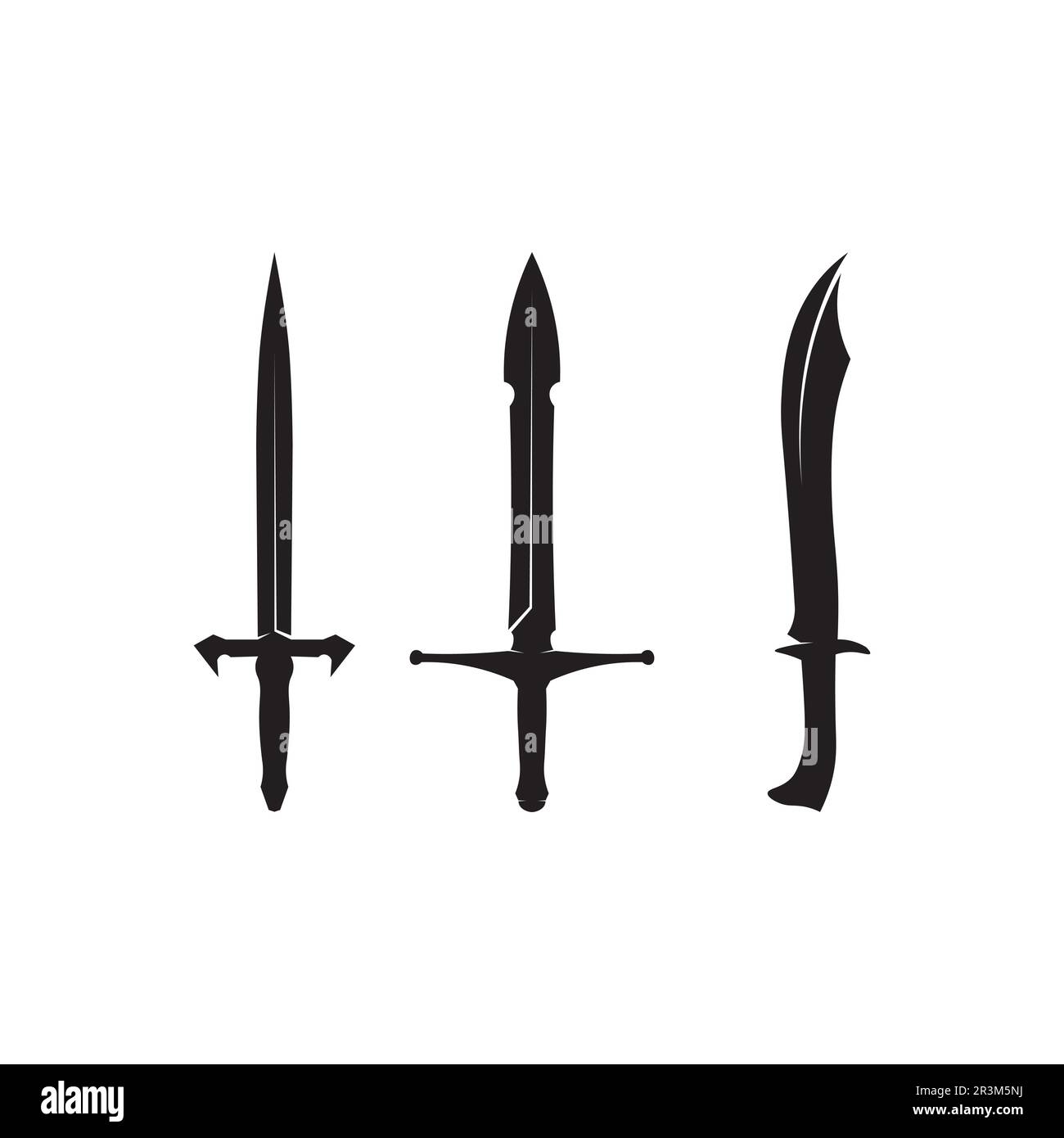 Cross swords, saber and blade logo icon flat Simple vector symbol and ...