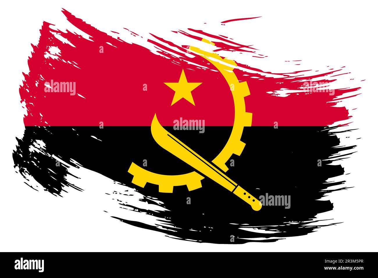 Angola brush stroke flag vector background. Hand drawn grunge style ...