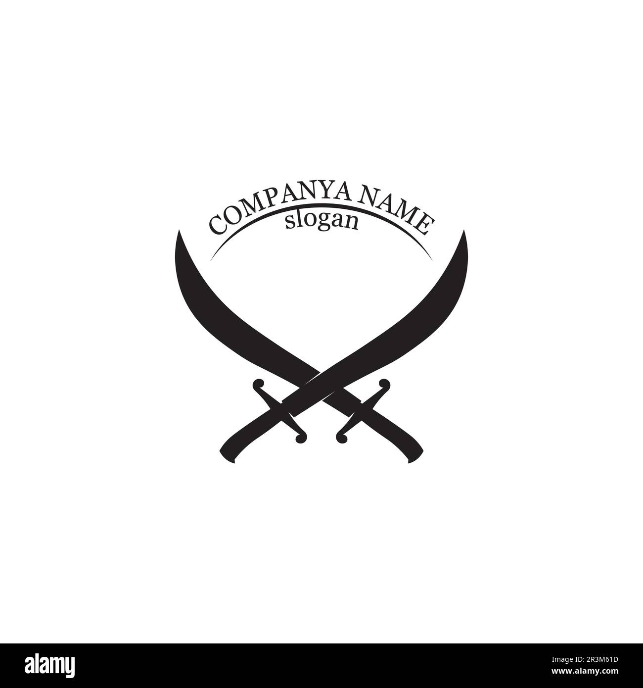Cross swords, saber and blade logo icon flat Simple vector symbol and ...