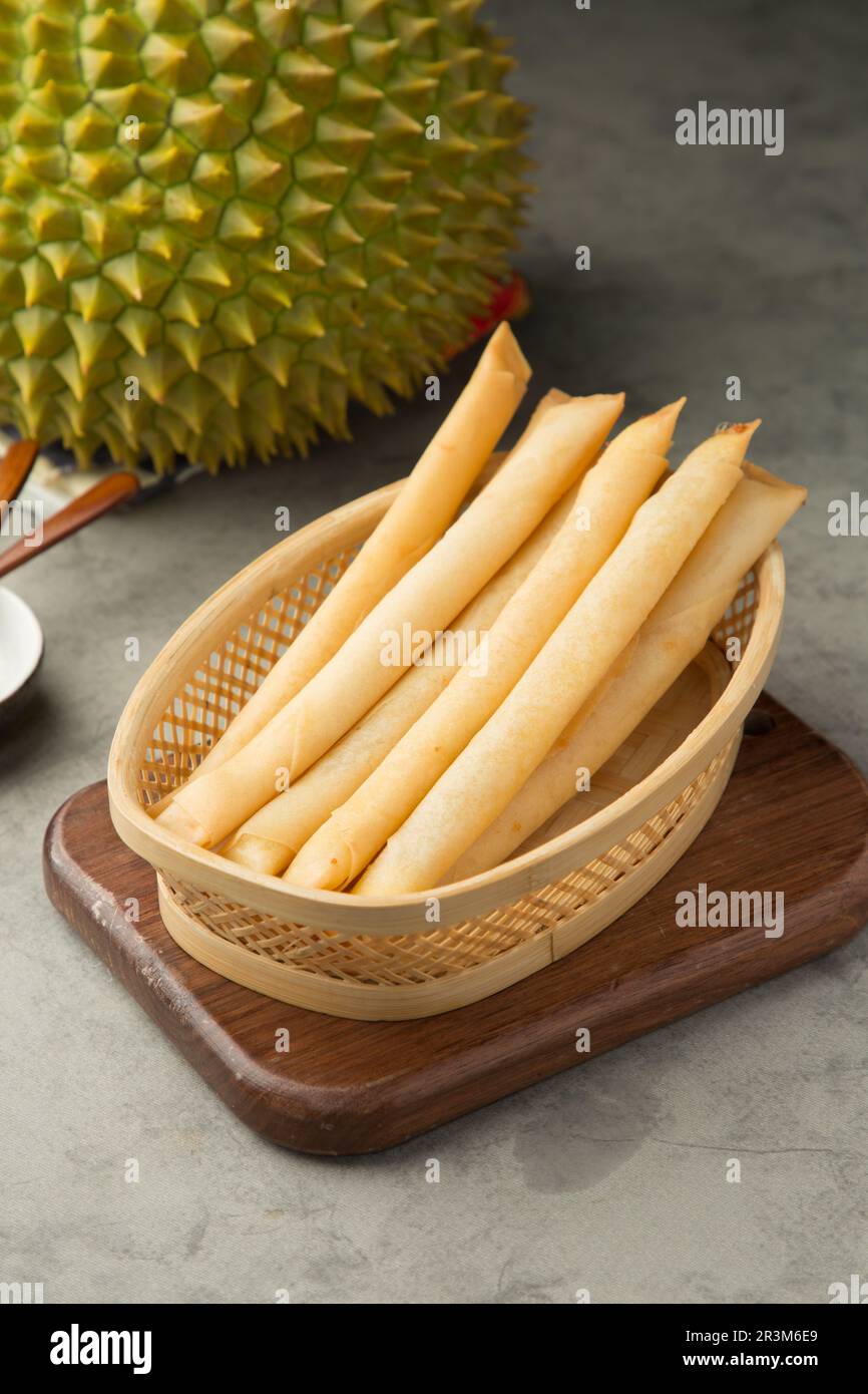 dim sum - Chinese dessert durian crispy on the plate Stock Photo - Alamy