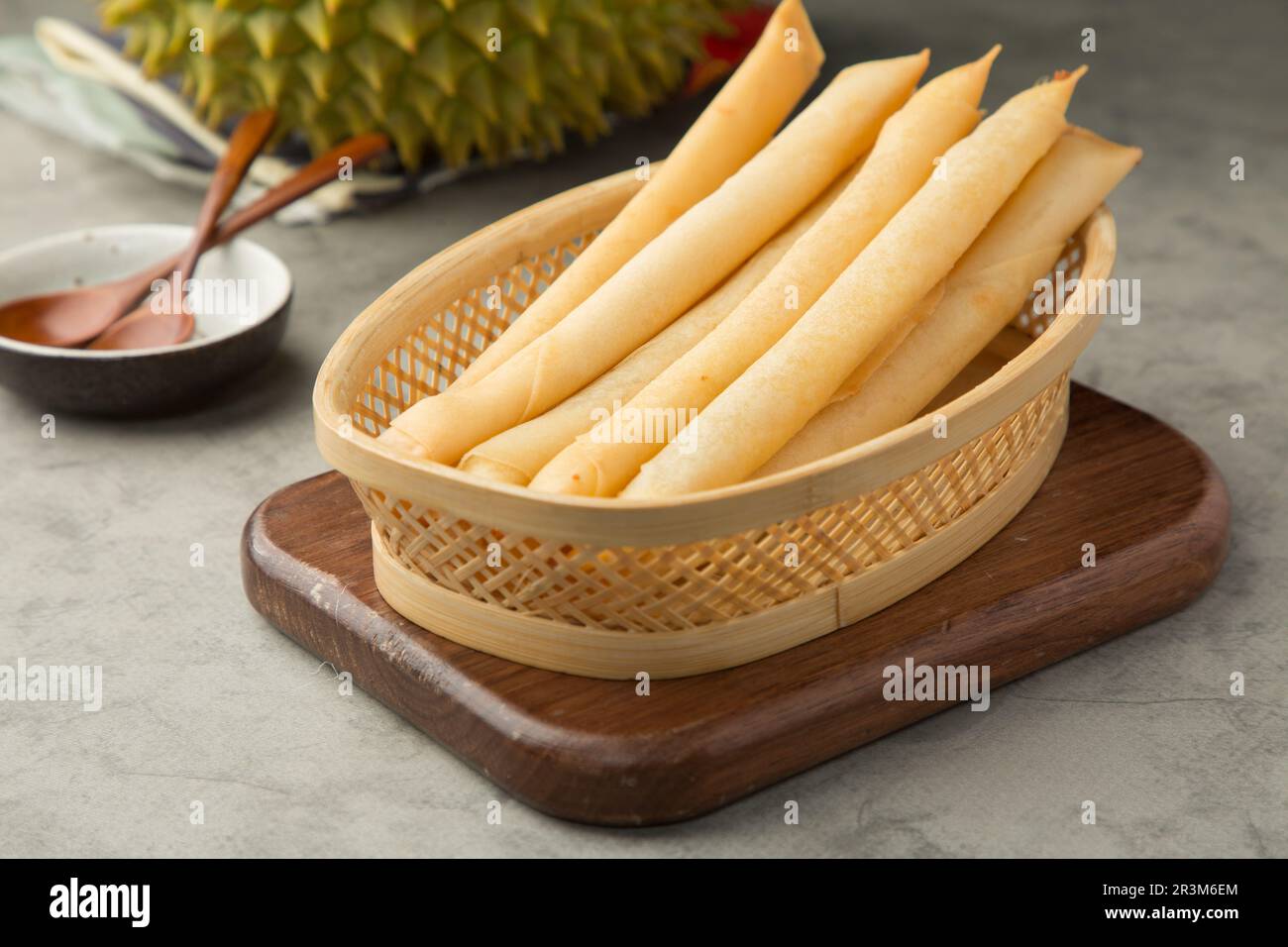 dim sum - Chinese dessert durian crispy on the plate Stock Photo - Alamy