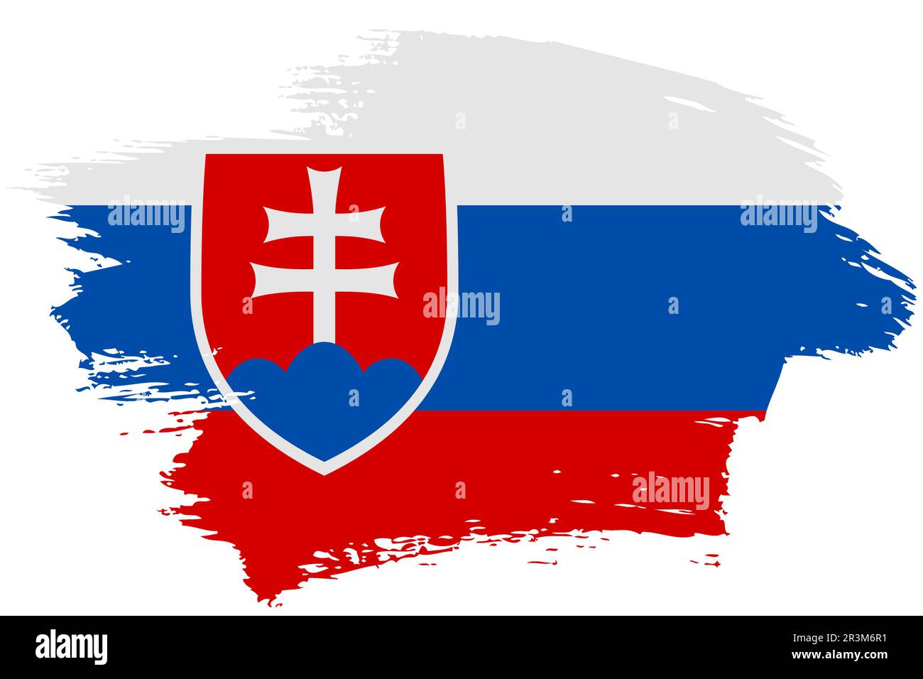 Slovakia brush stroke flag vector background. Hand drawn grunge style ...