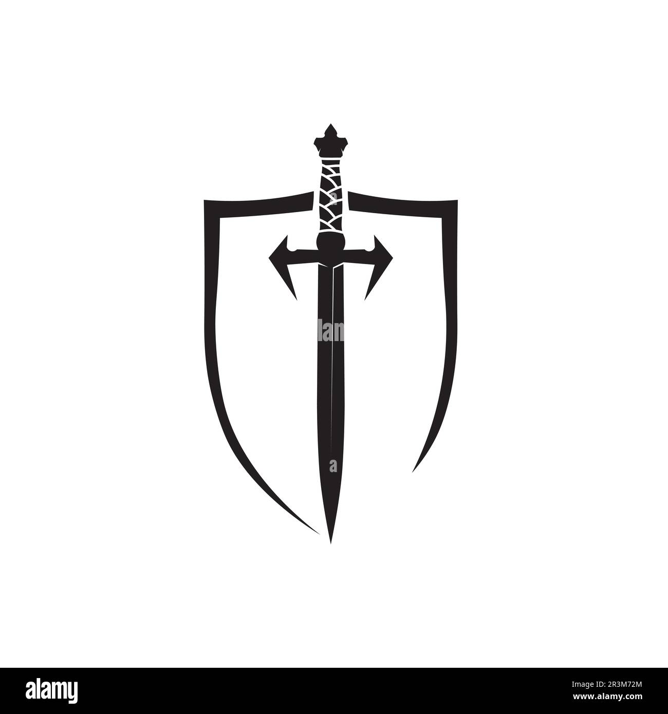 Cross Swords Saber And Blade Logo Icon Flat Simple Vector Symbol And Bonus Icon Stock Vector