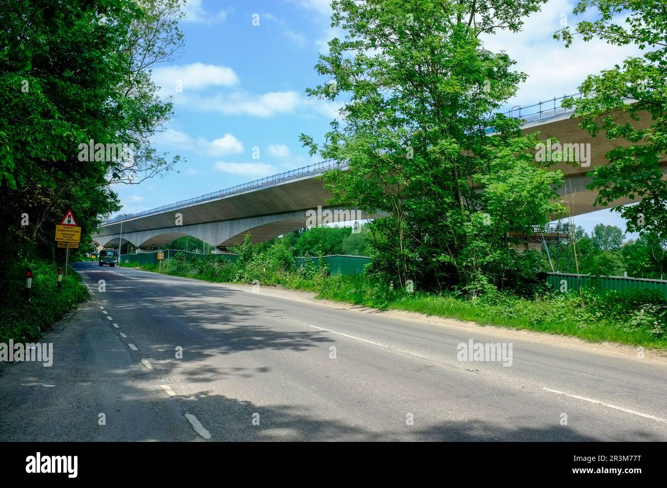 A nearly completed part of the HS2 railway Bridge or Viaduct between ...