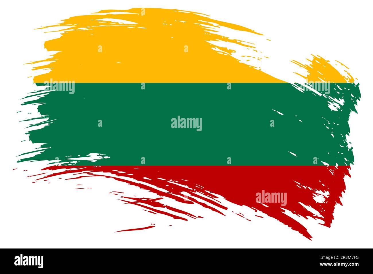 Lithuania brush stroke flag vector background. Hand drawn grunge style ...