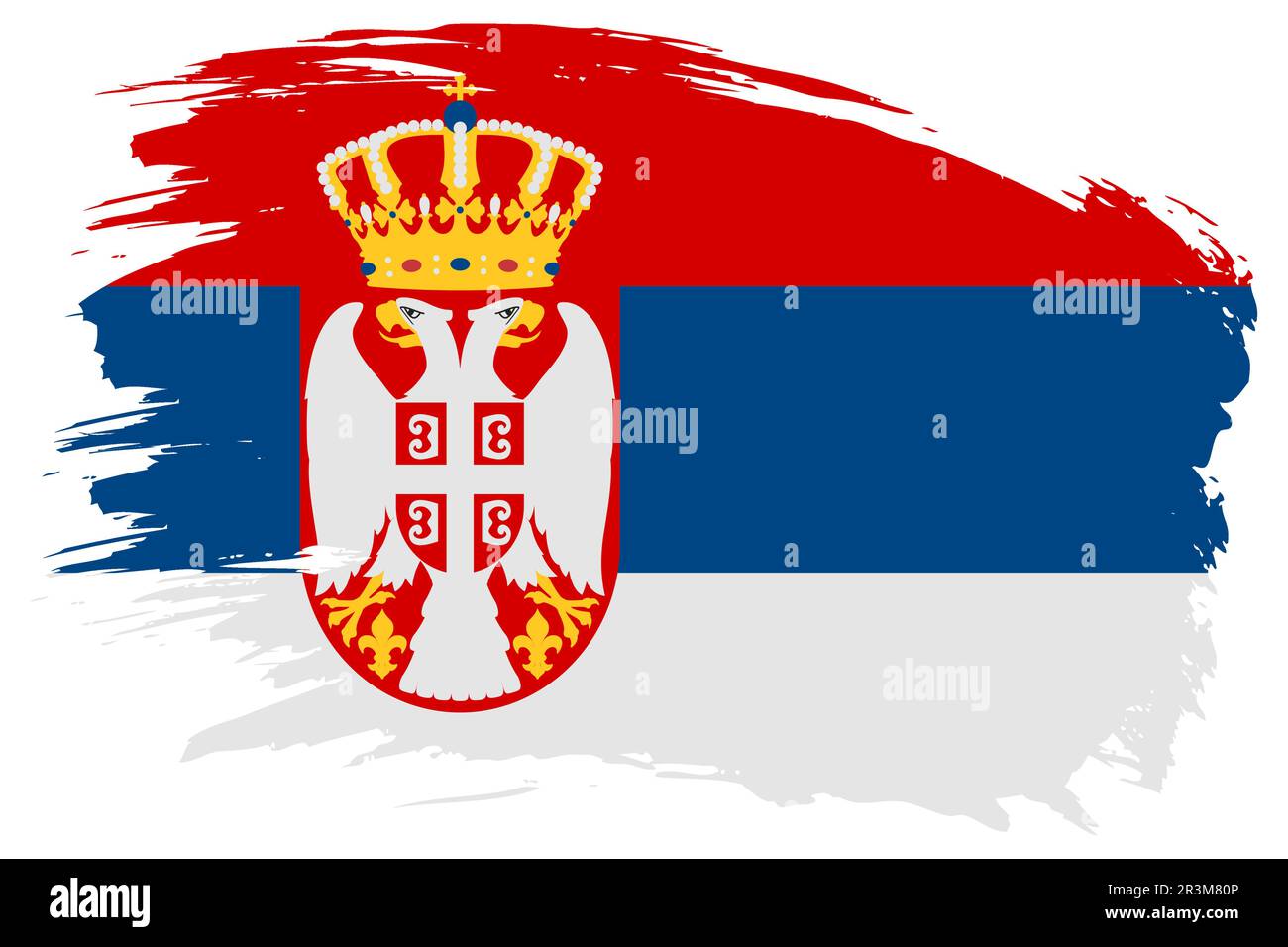 Serbia brush stroke flag vector background. Hand drawn grunge style ...