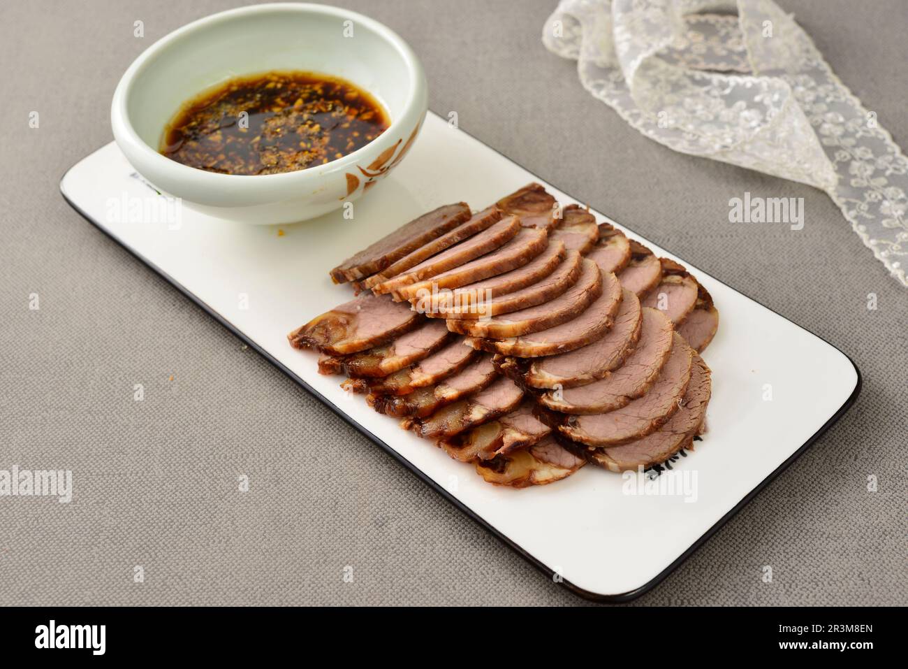 Sliced beef with tendon close up. Spiced beef,braised beef shank ...