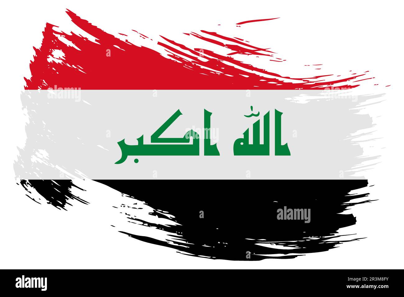 Iraq brush stroke flag vector background. Hand drawn grunge style Iraqi ...