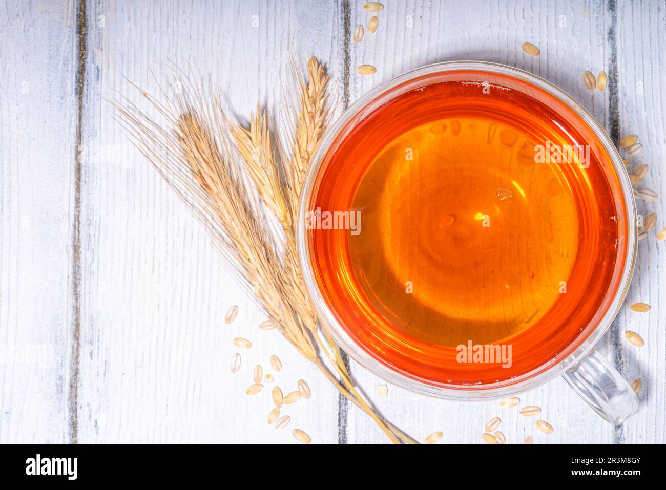 Organic barley tea cup , alternative trendy orzo tea in glass mug Stock ...