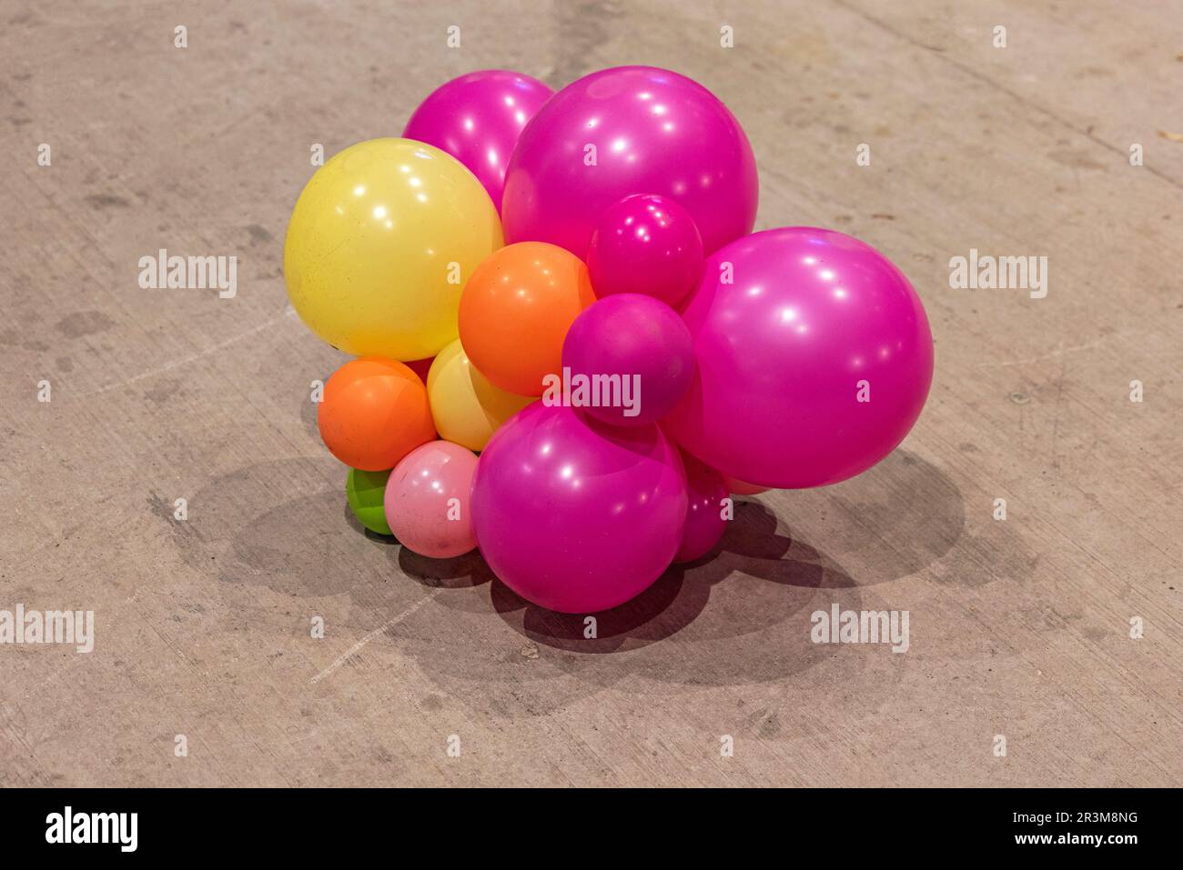 Cluster of Colourful Latex Party Balloons Deflated at Floor Stock Photo ...