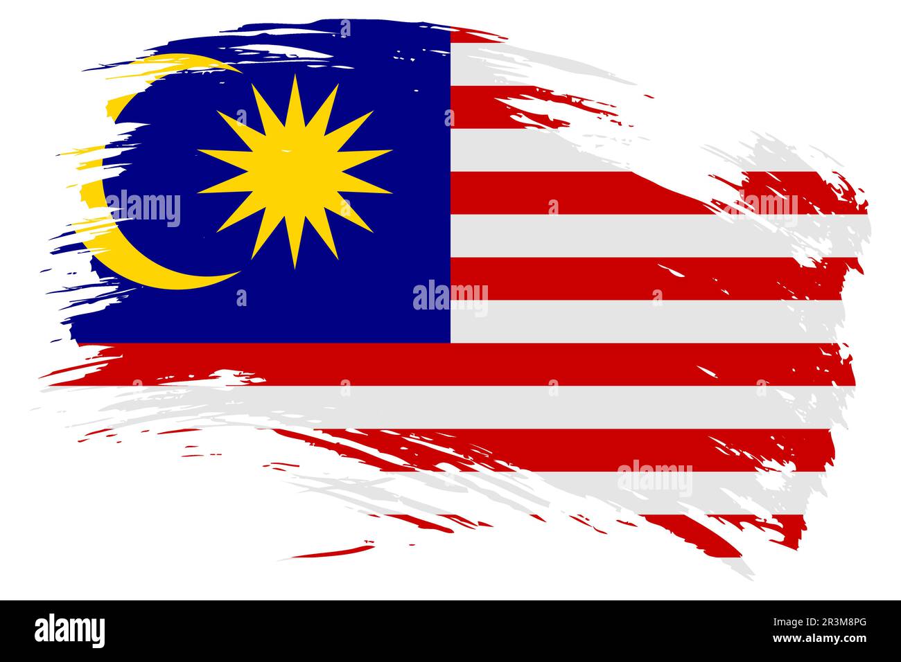 Malaysia brush stroke flag vector background. Hand drawn grunge style ...