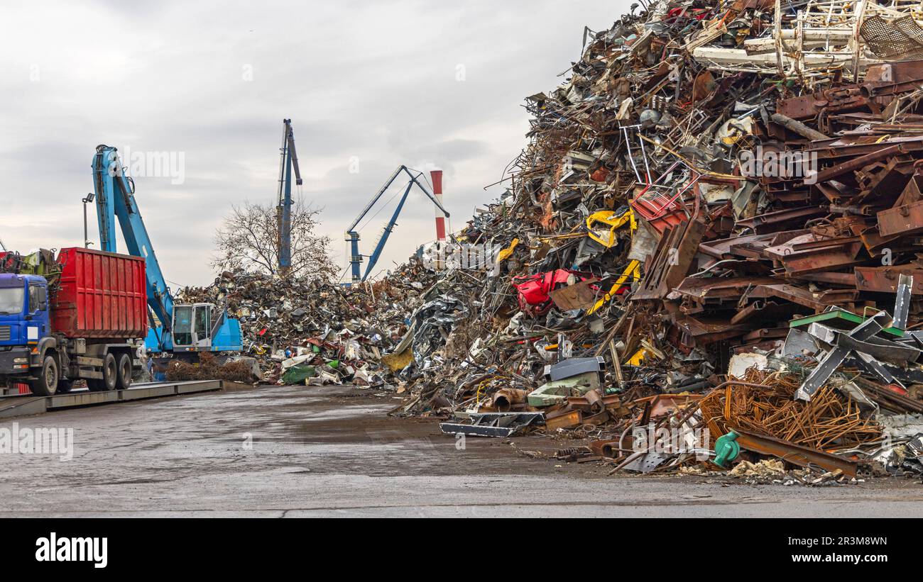 Large Pile of Old Metal Iron for Recycling at Scrap Yard Stock Photo ...