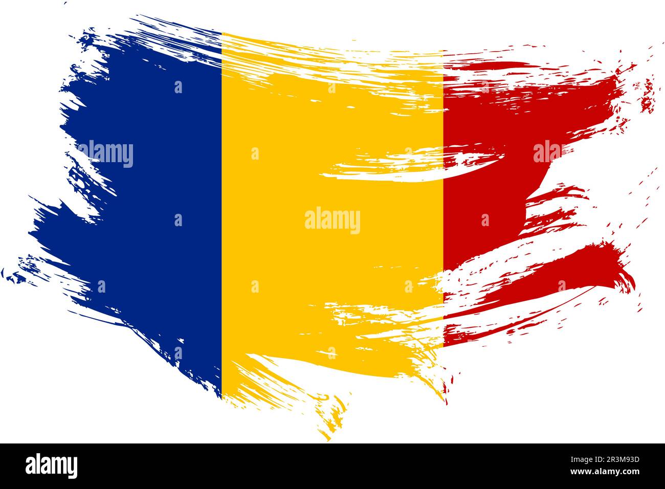 Romania brush stroke flag vector background. Hand drawn grunge style ...