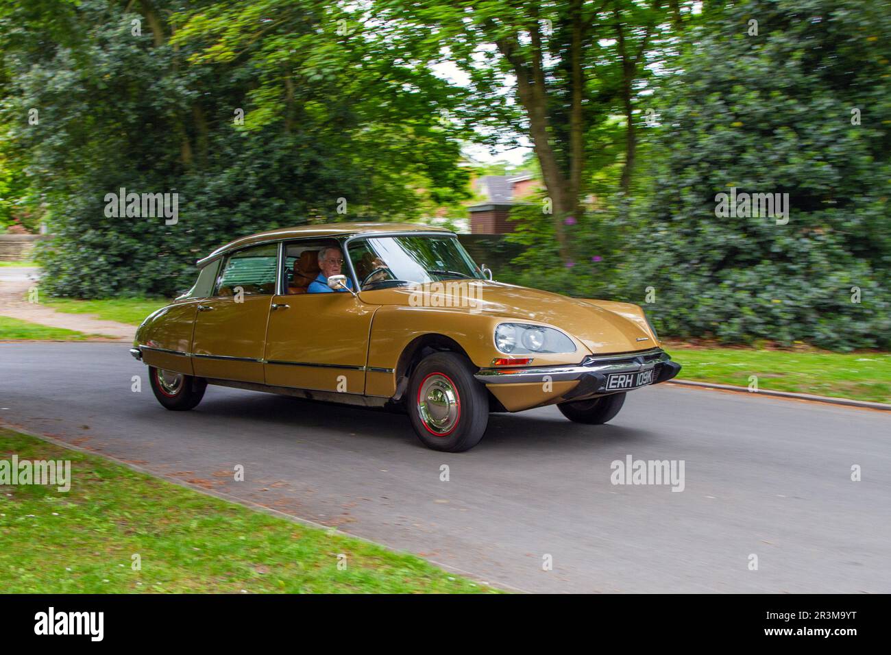 1972 70s seventies French Gold Citroën DS 21 at Lytham Hall St Annes ...