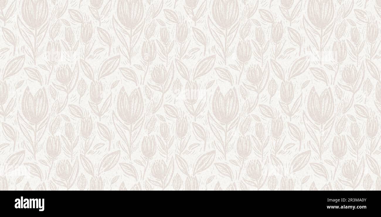 Subtle rustic elegance wedding floral block print linen seamless border ...