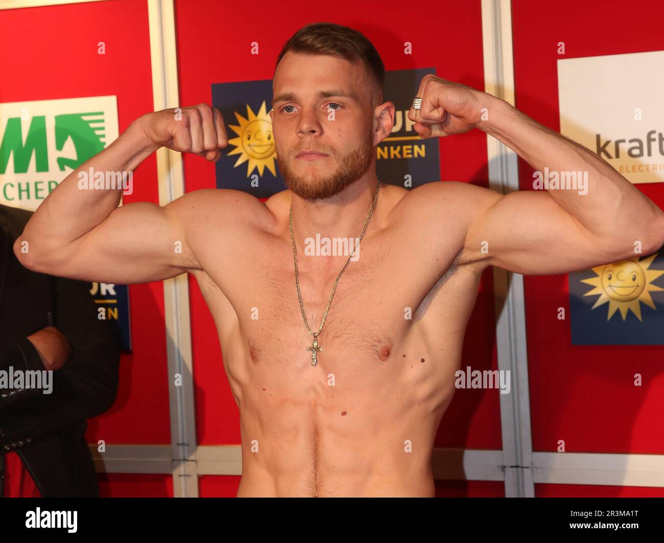 Paul Wall (super welterweight Berlin) at the official weigh-in before ...