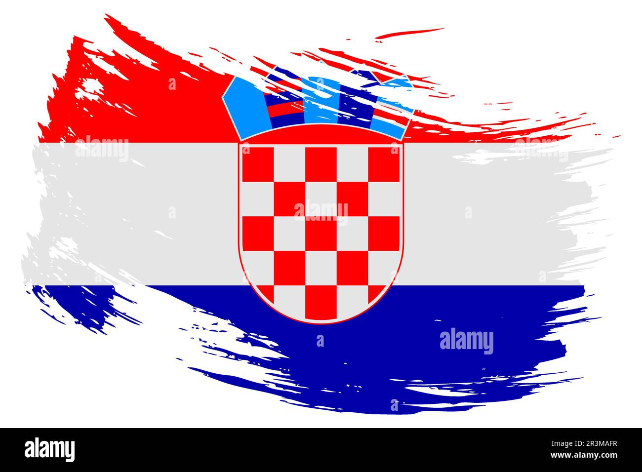 Croatia brush stroke flag vector background. Hand drawn grunge style ...