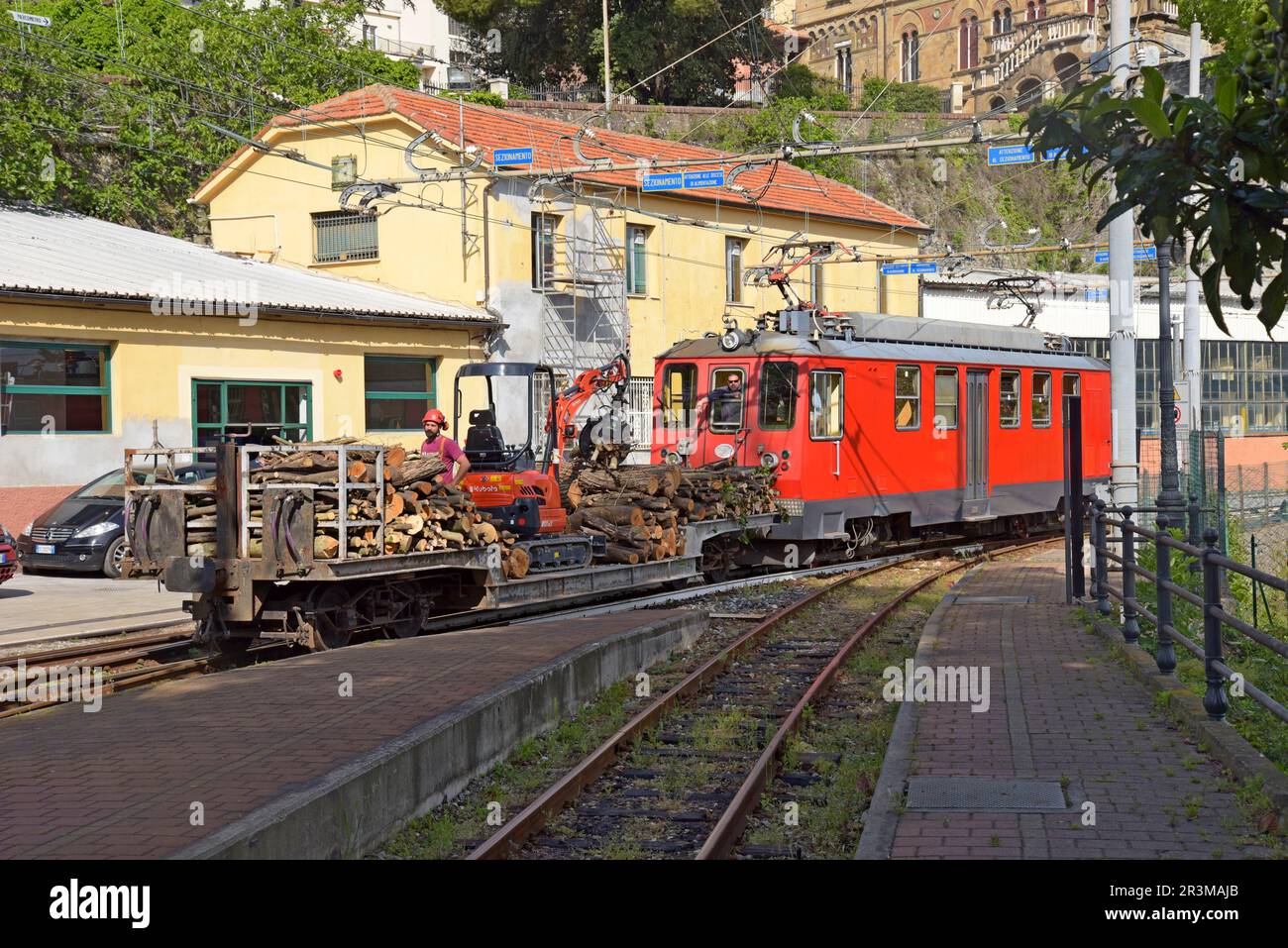 A maintenance works train on the Genova Casella narrow gauge railway ...