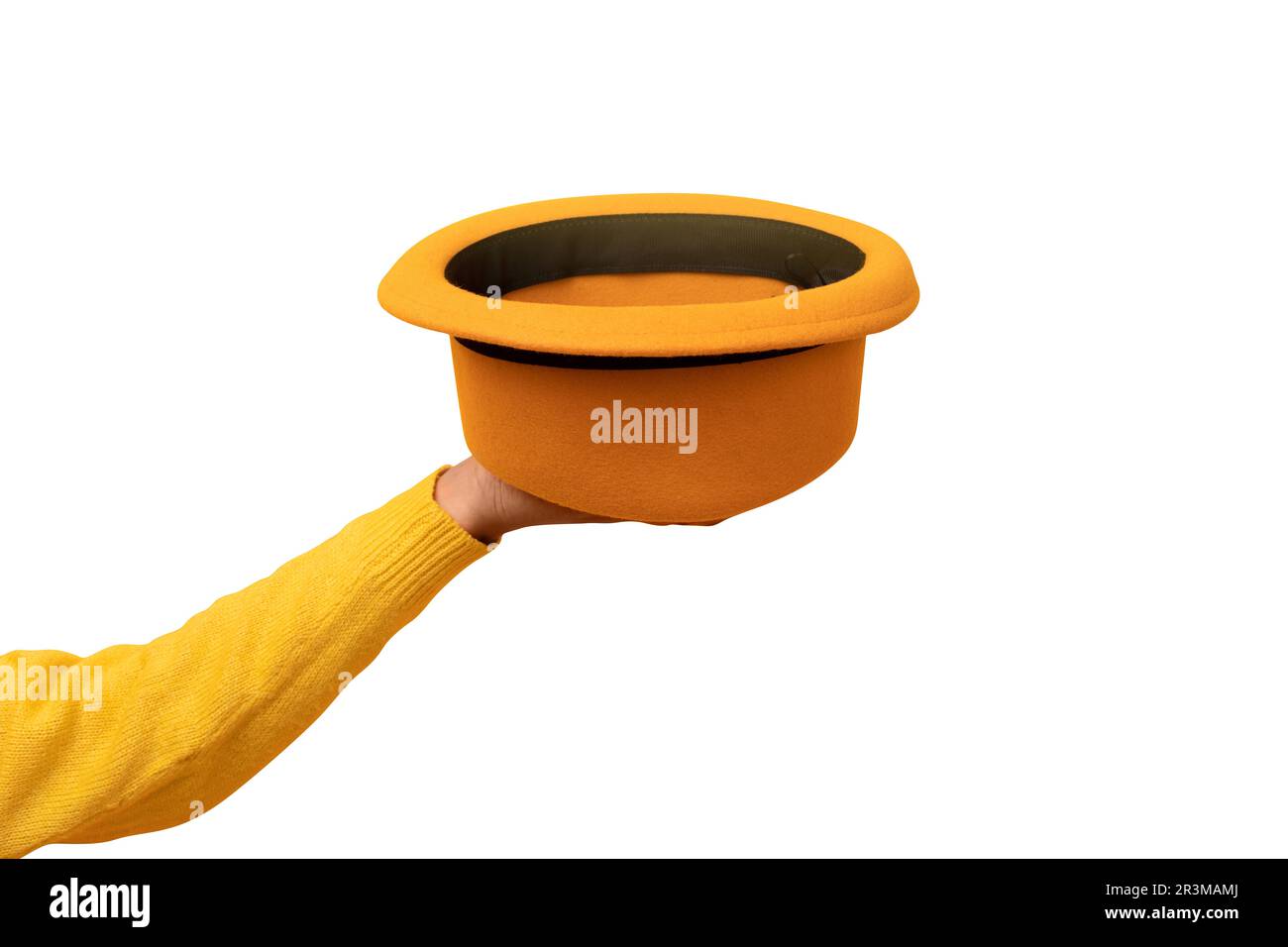 fashionable felt hat in hand isolated on white background Stock Photo ...