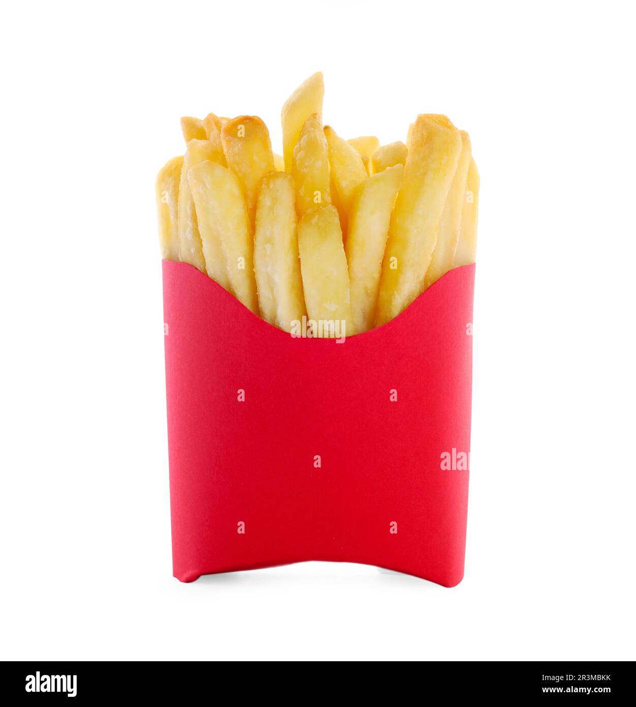 Delicious French fries in red paper cup isolated on white Stock Photo ...