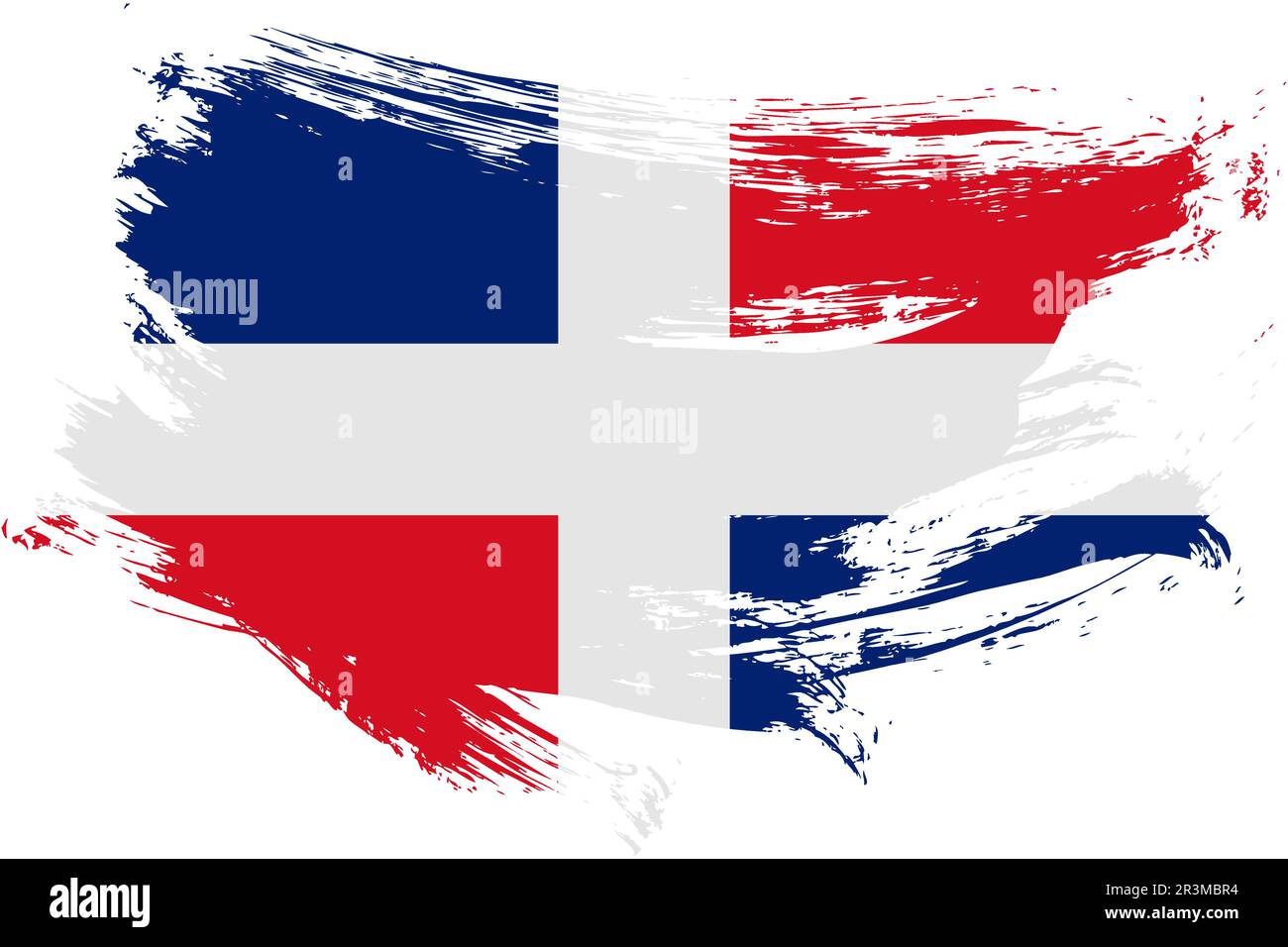 Dominican Republic brush stroke flag vector background. Hand drawn ...