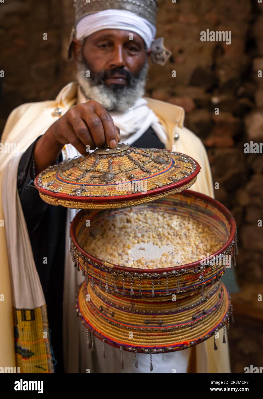 Ethiopian orthodox priest with insence in nakuto lab rock church ...