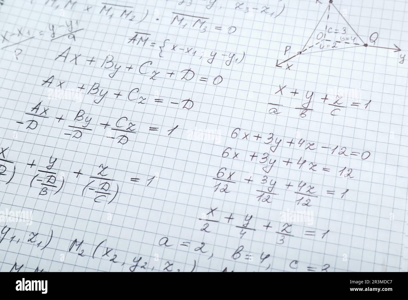 Sheet of paper with many different mathematical formulas Stock Photo ...
