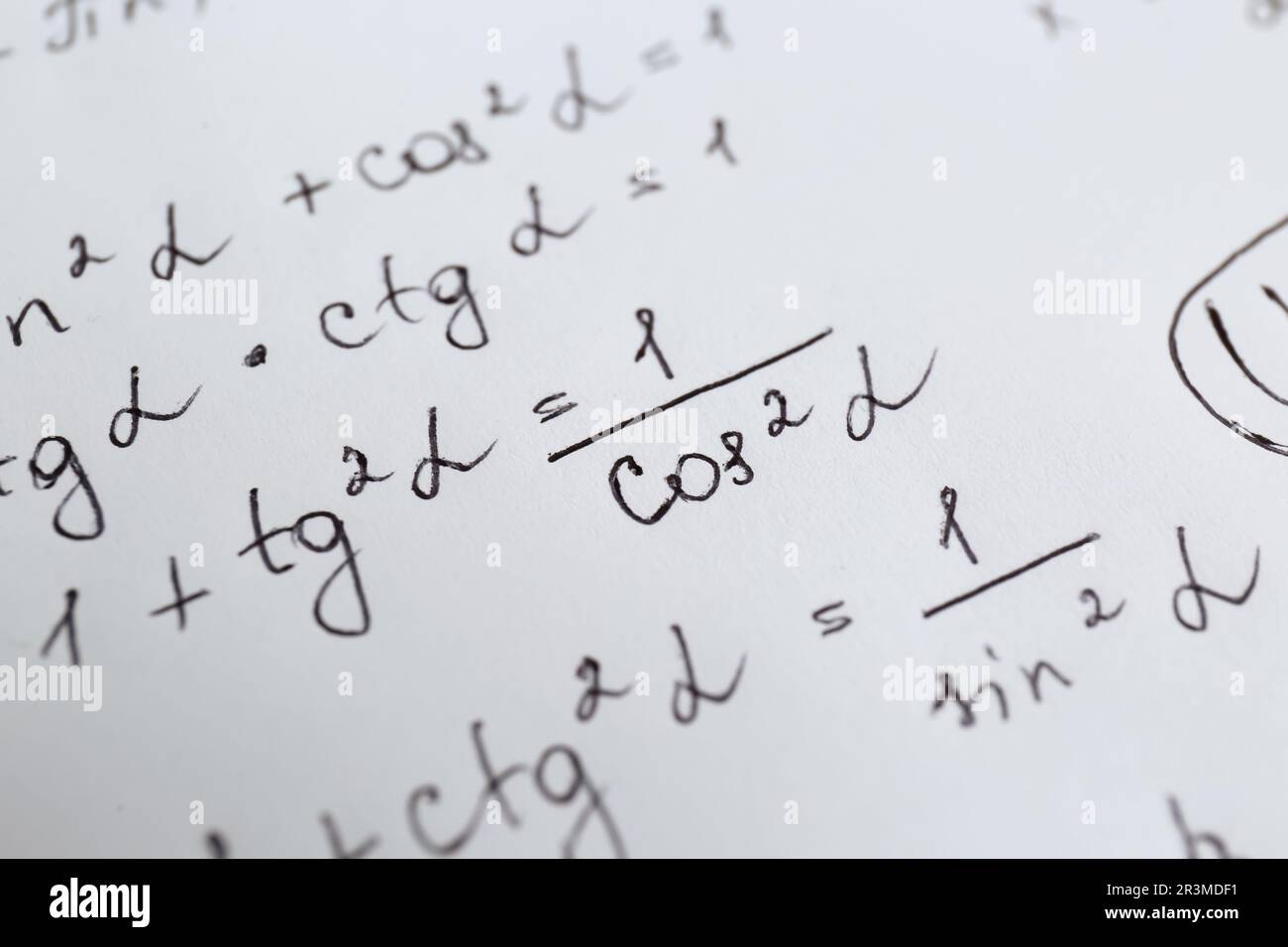 Sheet of paper with different mathematical formulas, closeup Stock ...