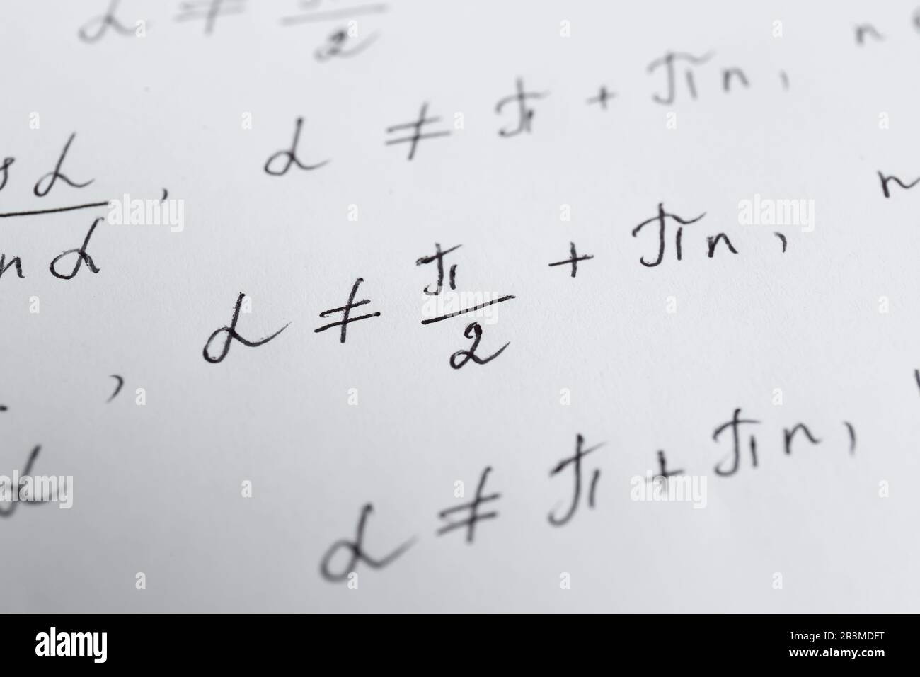 Sheet of paper with different mathematical formulas, closeup Stock ...
