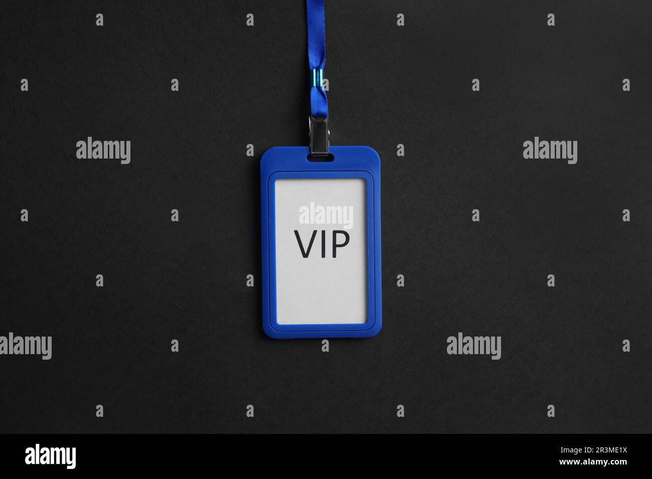 Plastic vip badge on black background, top view Stock Photo - Alamy