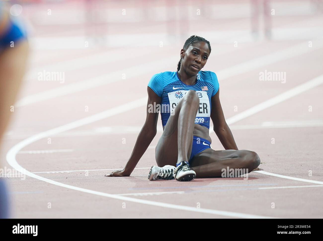 Ashley SPENCER running the 400m hurdles at the 2019 World Athletics ...