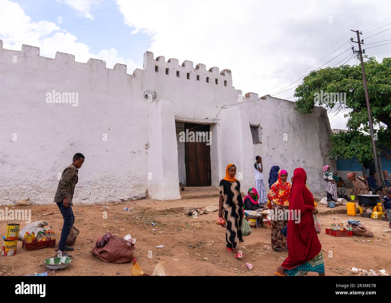 Women selling food in front of old Argoba beri gate of the town, Harari ...