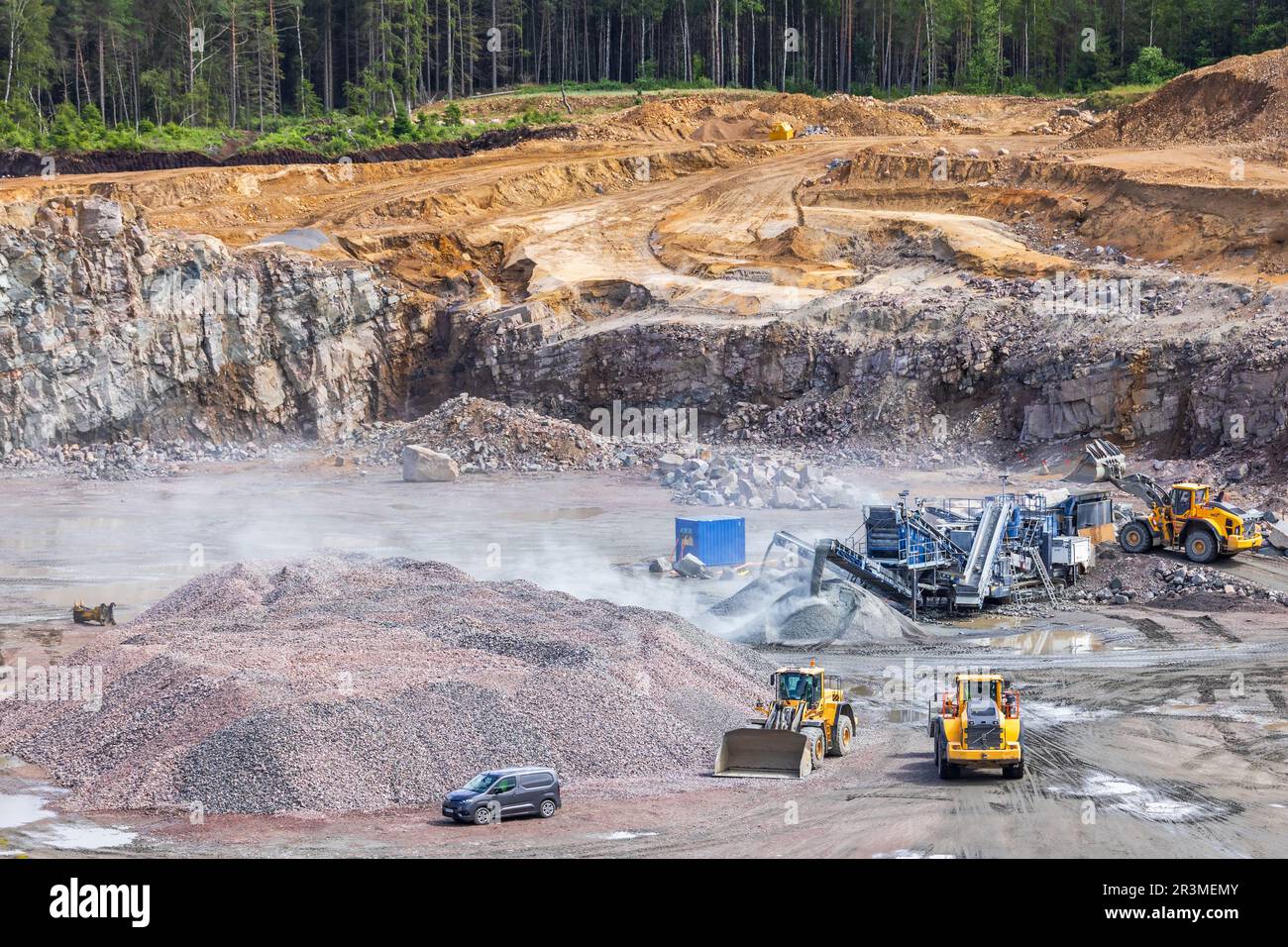 Open-pit mining with a crushing plant Stock Photo - Alamy