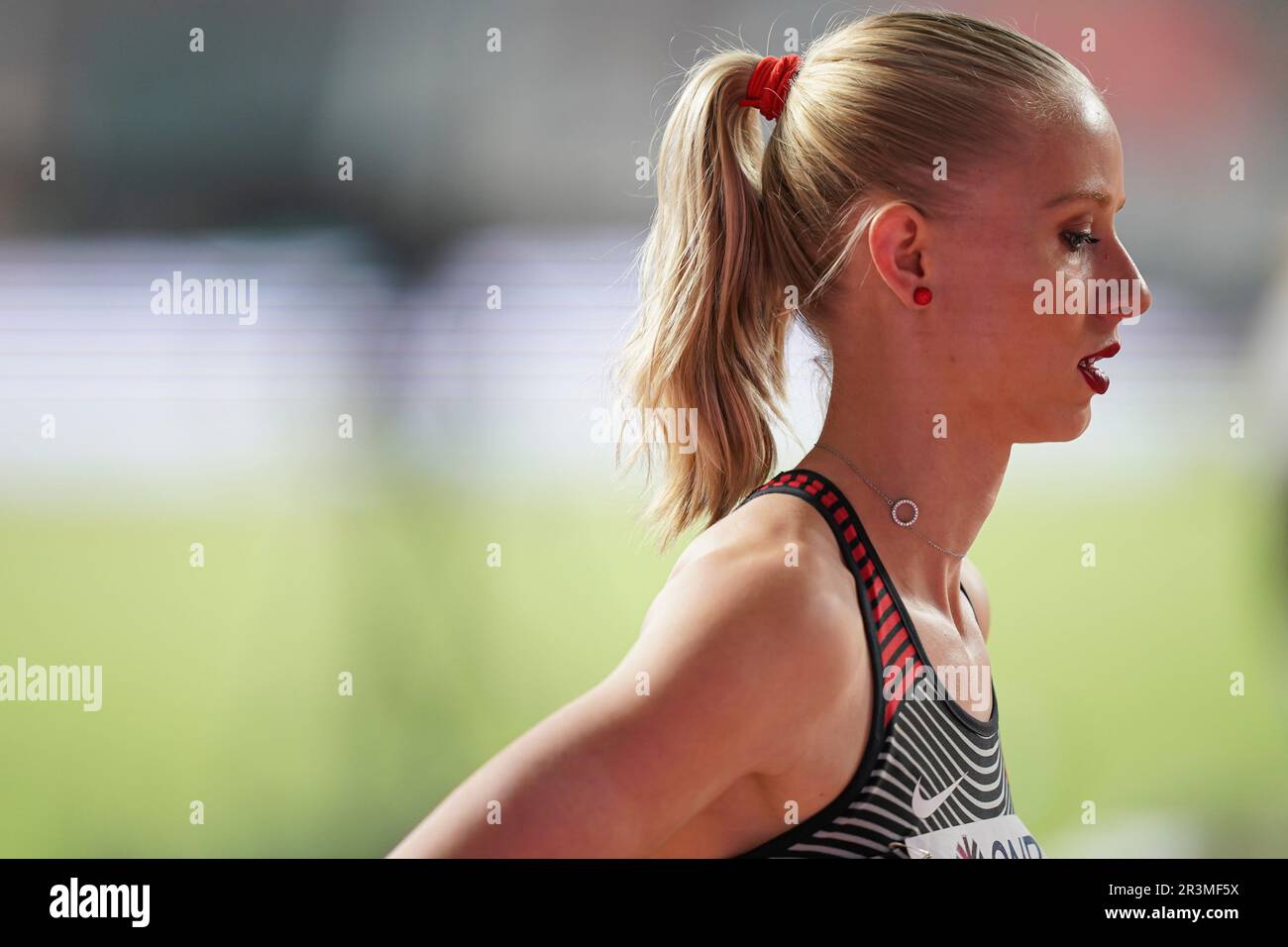 Sage WATSON running the 400m hurdles at the 2019 World Athletics ...