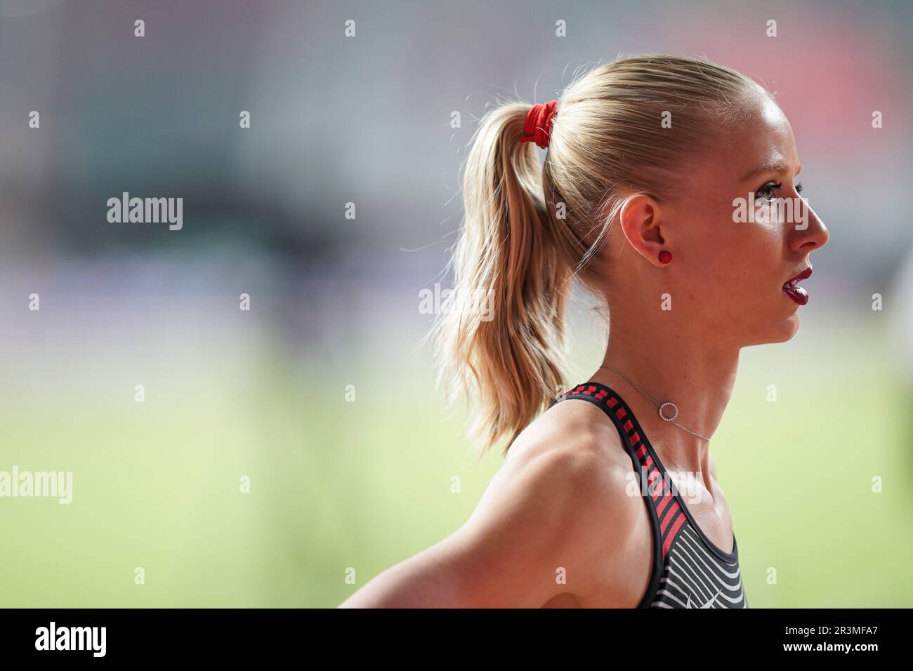 Sage WATSON running the 400m hurdles at the 2019 World Athletics ...
