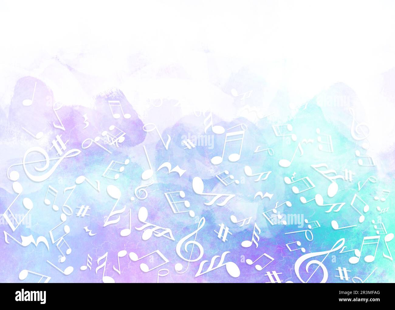 Many music notes and other musical symbols on color background Stock ...