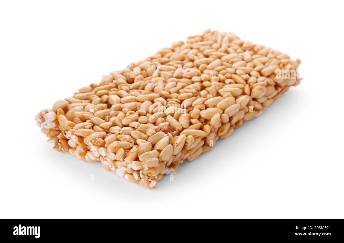 Puffed rice bar (kozinaki) on white background Stock Photo - Alamy